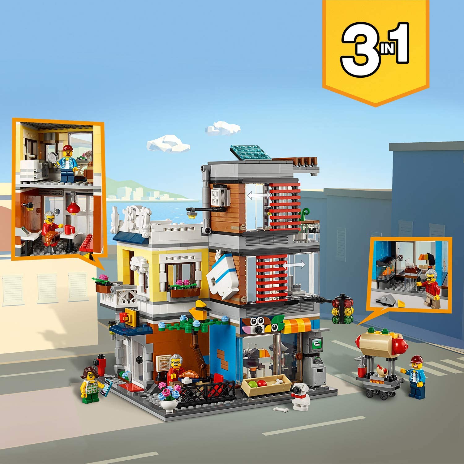 LEGO 31097 Creator 3in1 Townhouse Pet Shop & Café Building Toy Brickset ...
