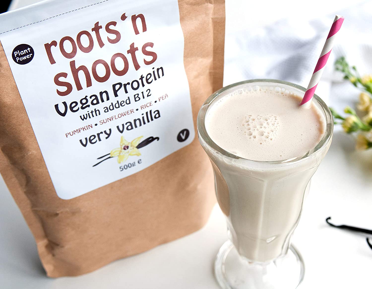 Roots ‘n Shoots Vegan Protein Powder Shake with Added B12 | 500g | 26g ...