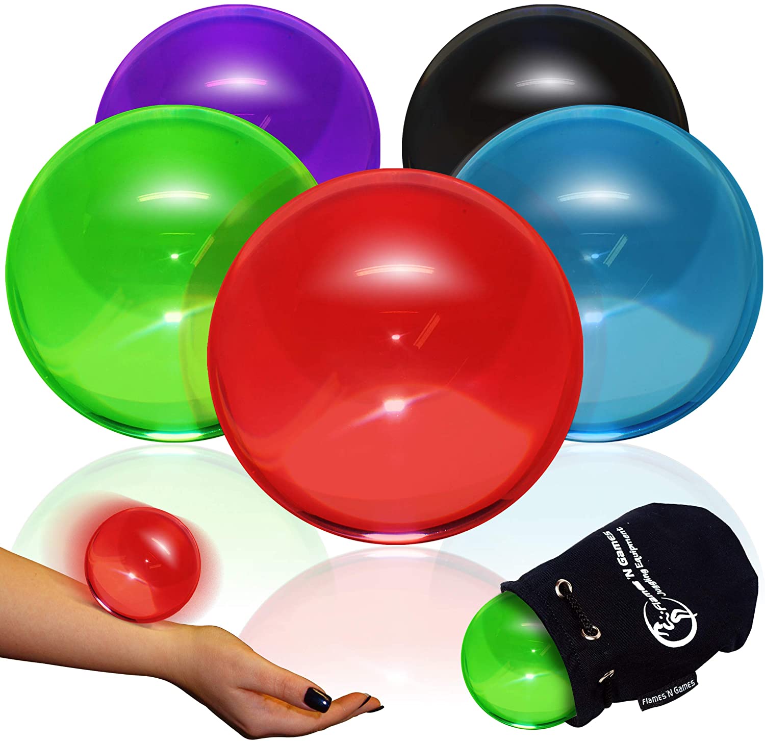 Flames ‘N Games 75mm Acrylic Colour Contact Ball + Suede Bag ...
