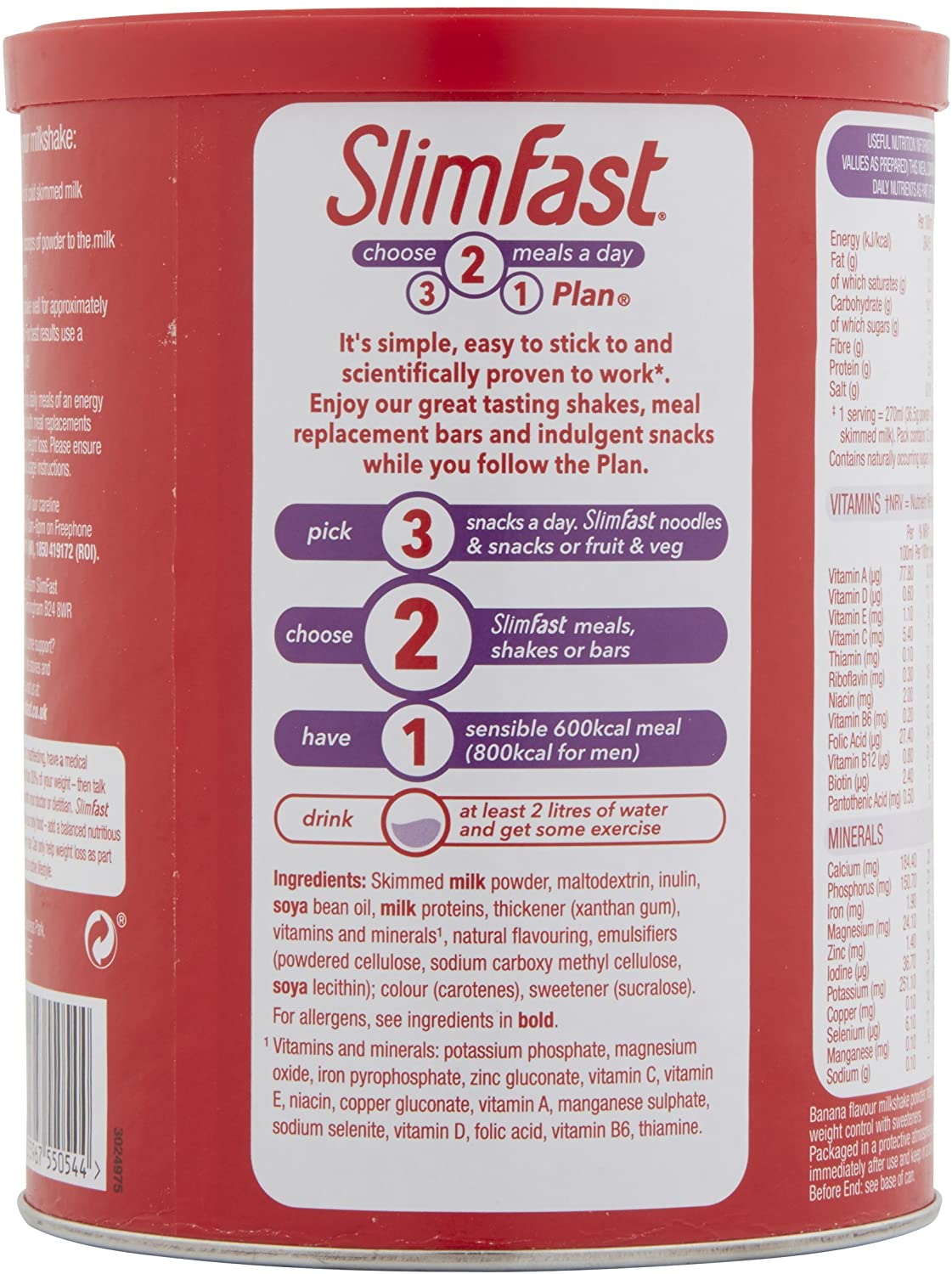 SlimFast Meal Shake, Banana Flavour, New Recipe, 12 Servings, Lose ...