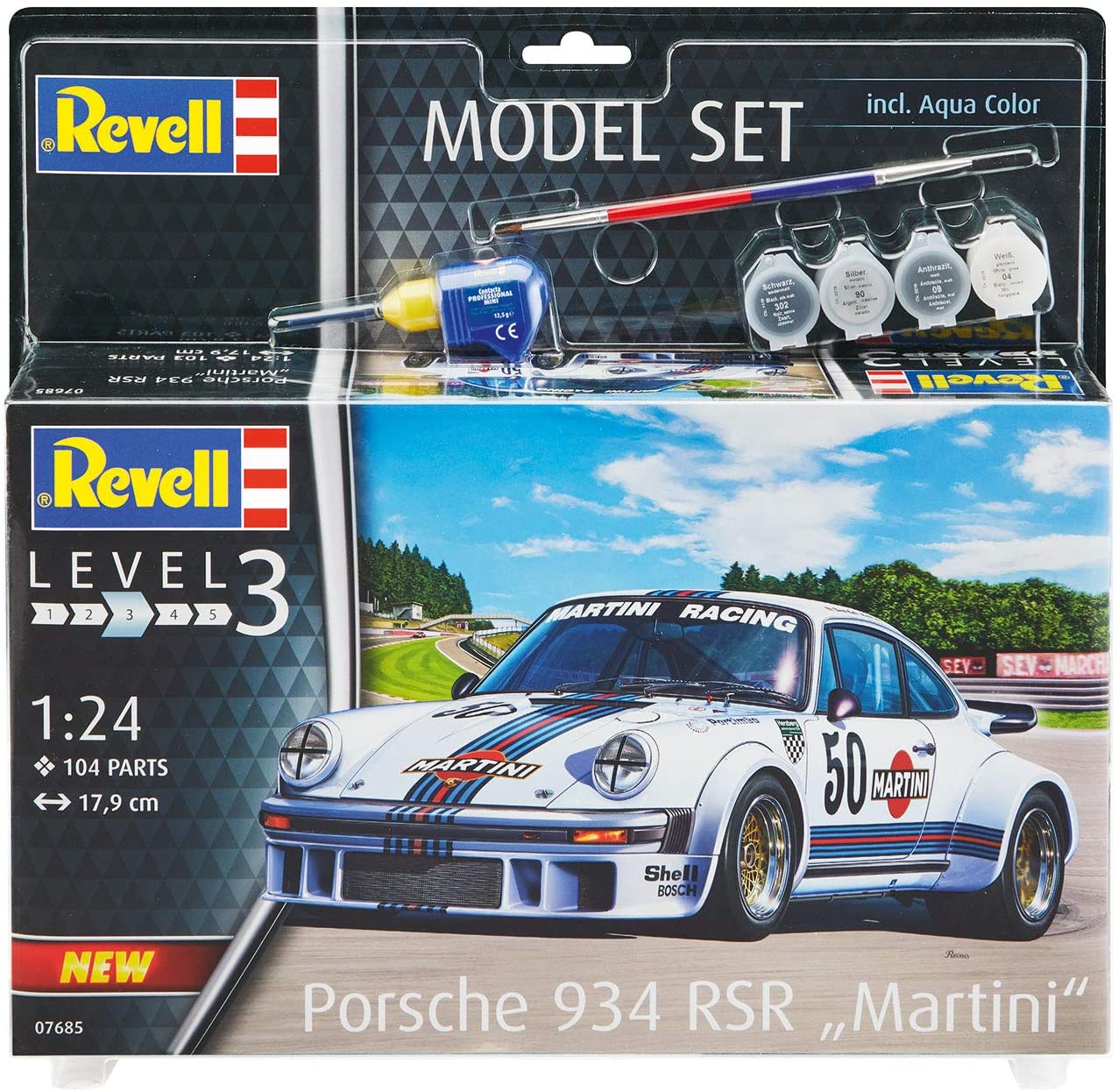 Revell RV67685 Gift Set 1:24-Porsche 934 RSR Martini Racing Plastic ...
