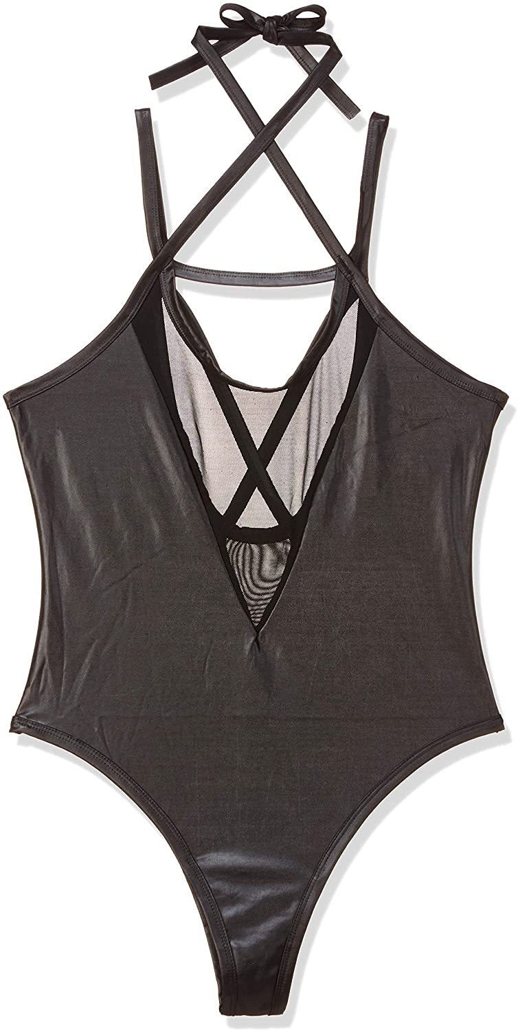 Glitter Pleather Strappy Teddy, Large, Black – BigaMart