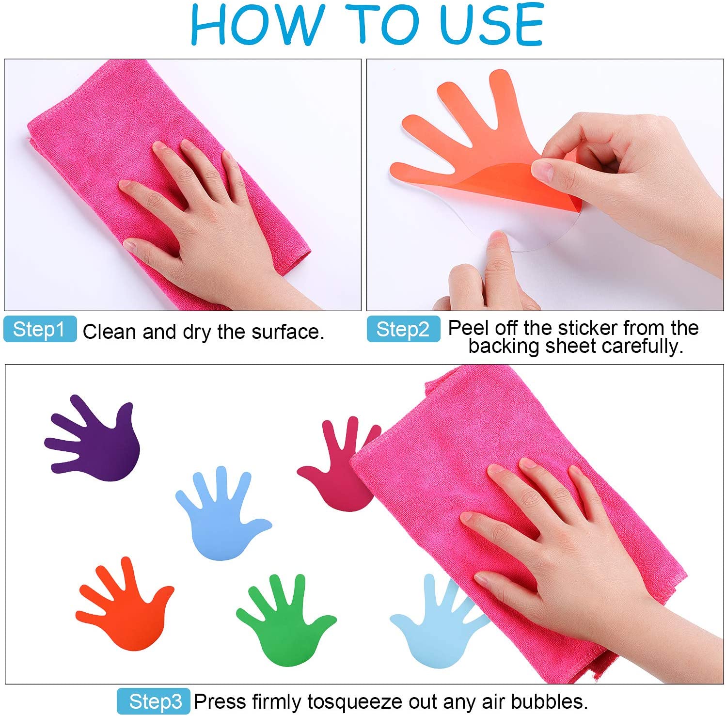 32 Pieces Colorful Handprint Wall Stickers DIY Handprint Wall Decals ...