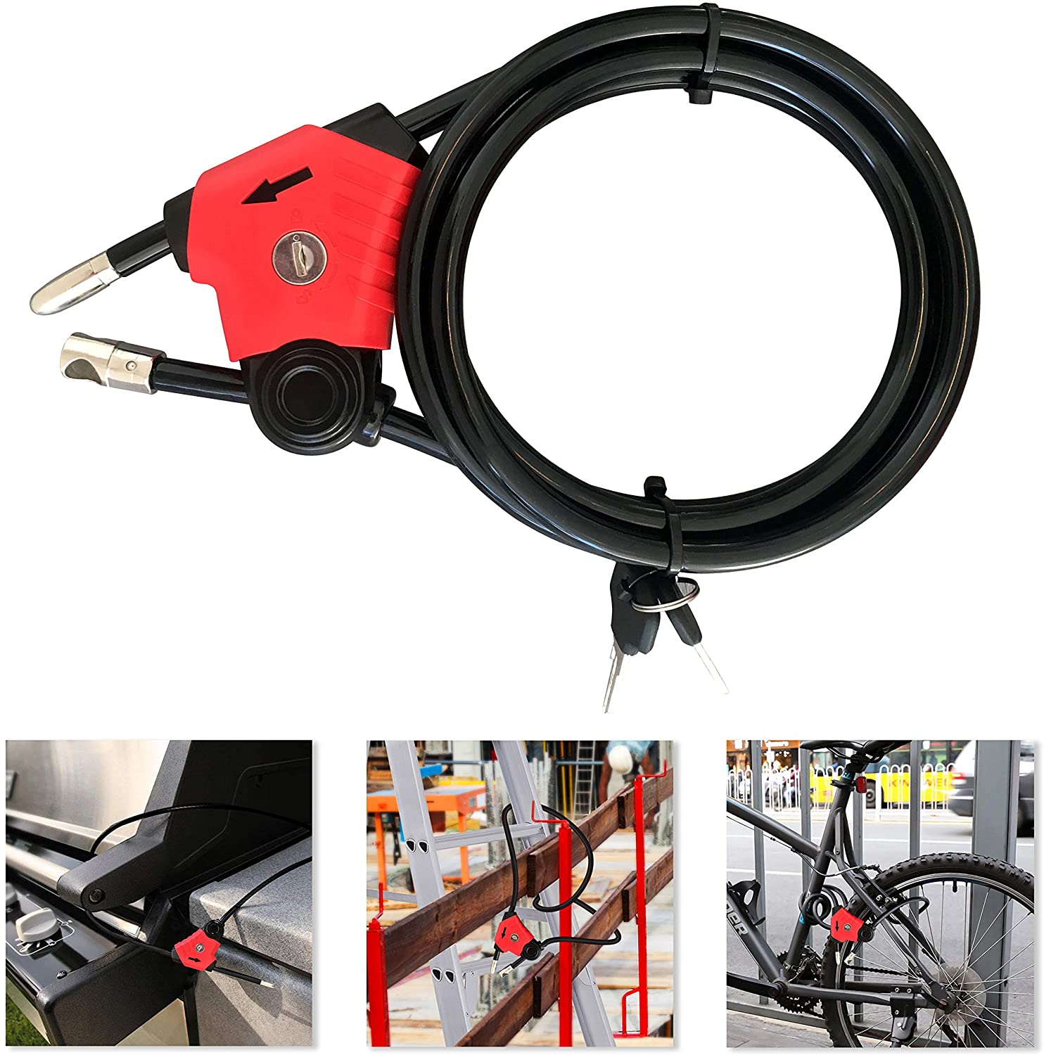 Moonlock – Adjustable Keyed Cable Lock, 6ft Long – BigaMart