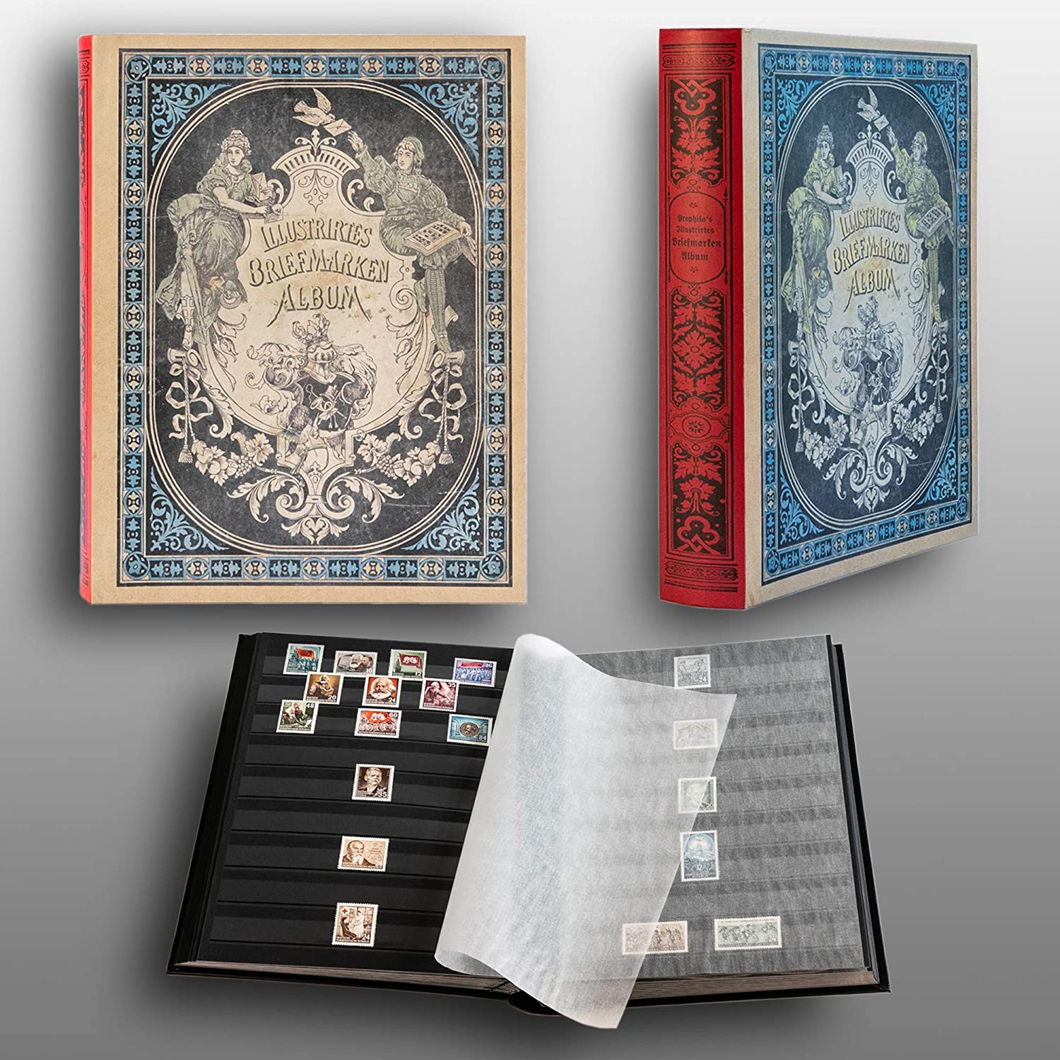 Prophila Collection Stamp Collector’s Album with 60 Black Refill Sheets ...