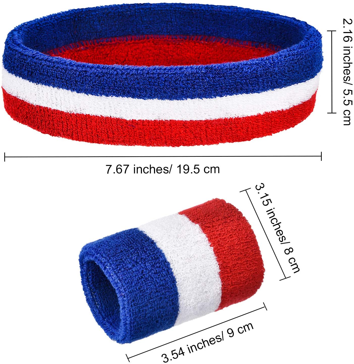 Bememo 6 Pieces Sweatbands Set, Includes 2 Pieces Sports Headband and 4 ...