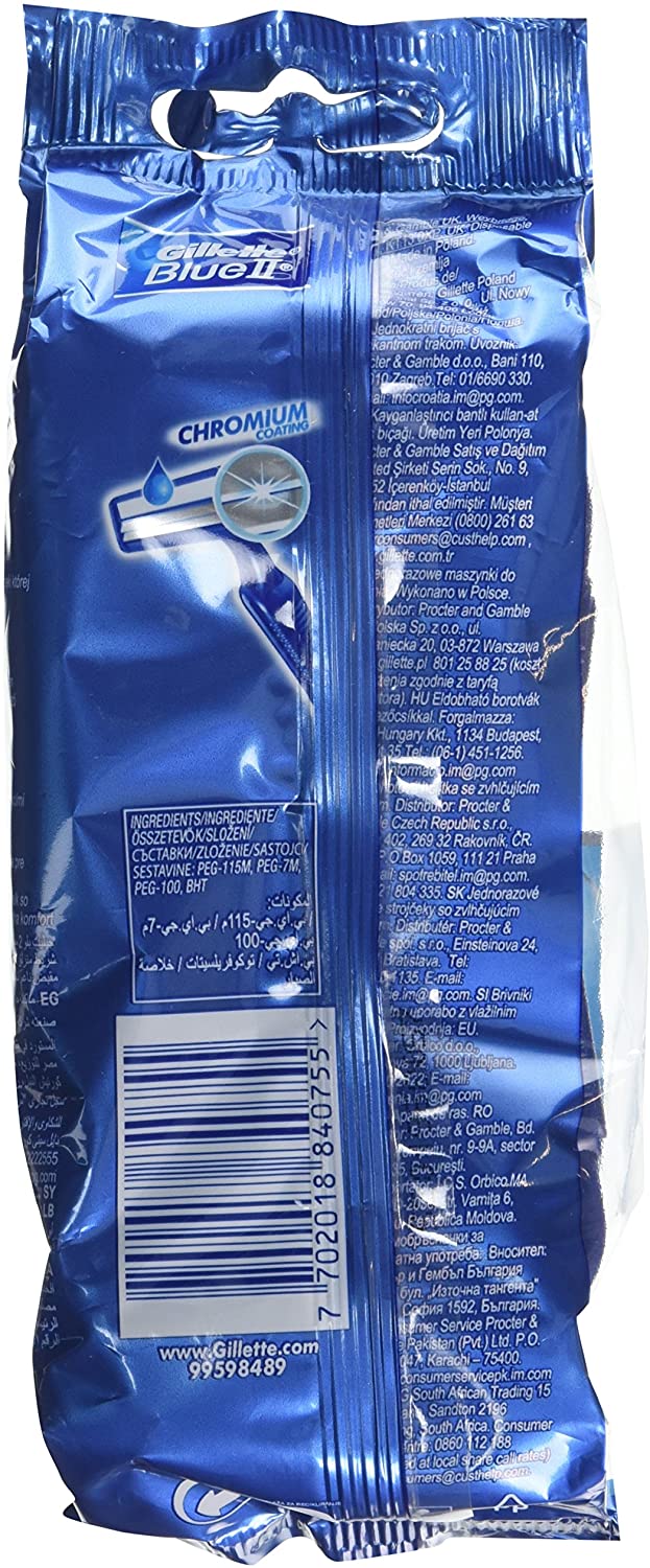 Gillette Blue II Fixed Head Disposable Razors – Pack of 10 – BigaMart