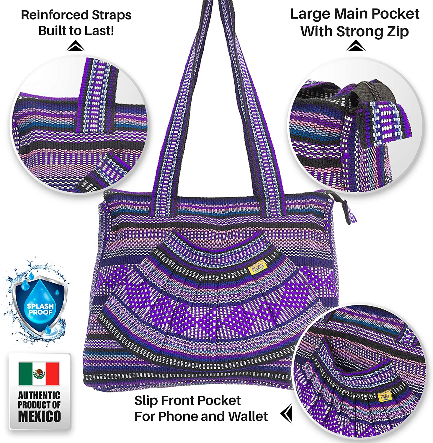 PINZON Ladies Everyday Woven Canvas Handbag Purse Fair Trade Casual ...