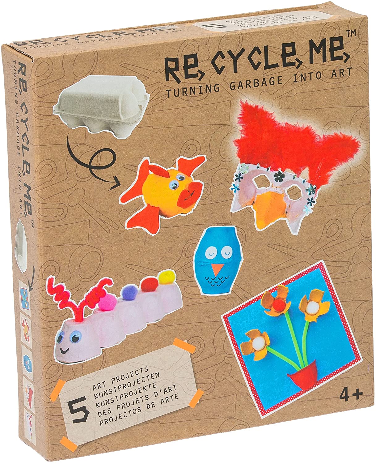 Re Cycle Me – Recycled DEFG1010 craft fun for 5 models (mask, fish, owl ...