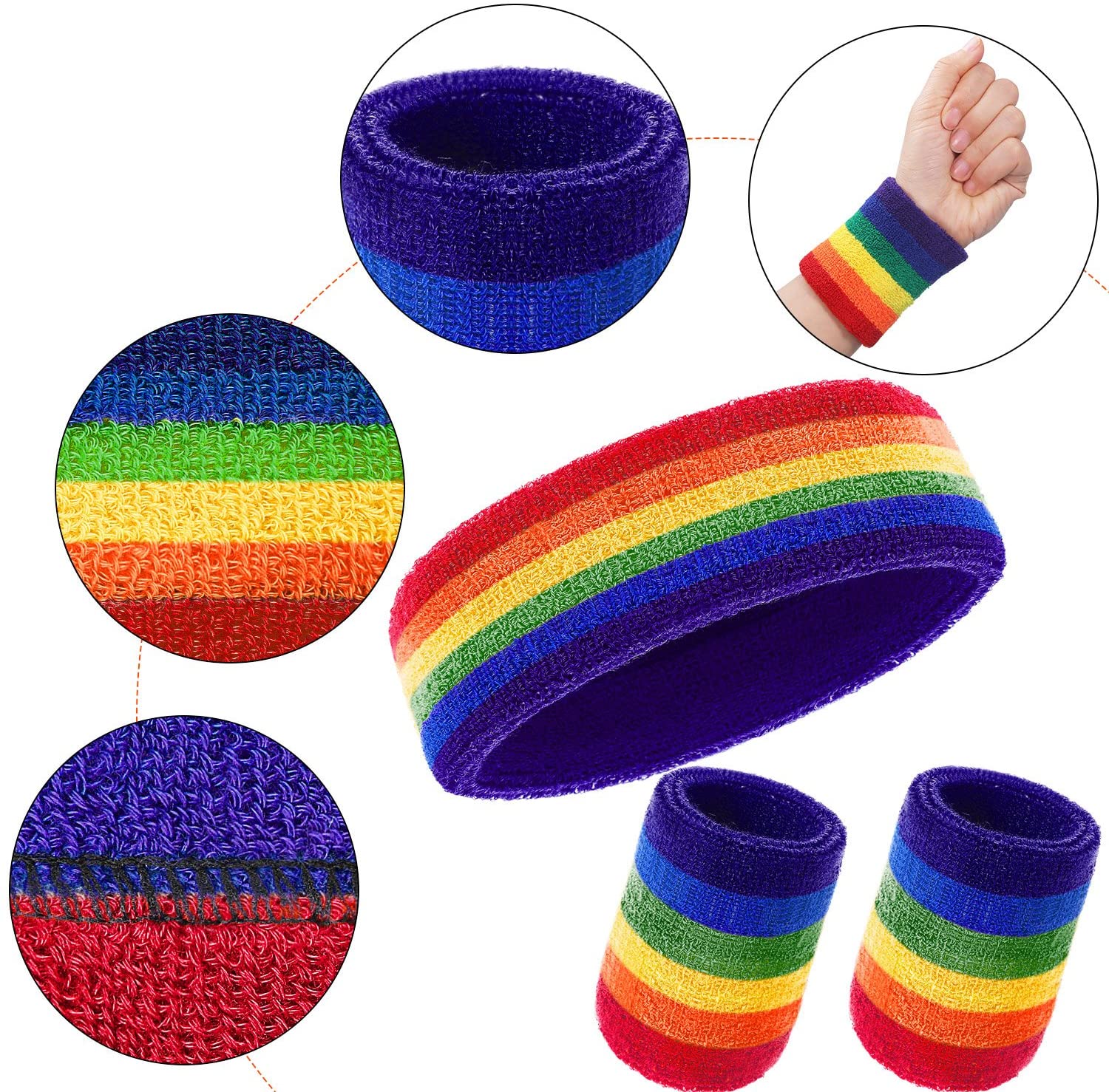 Willbond 3 Pieces Sweatbands Set, Includes Sports Headband and Wrist ...