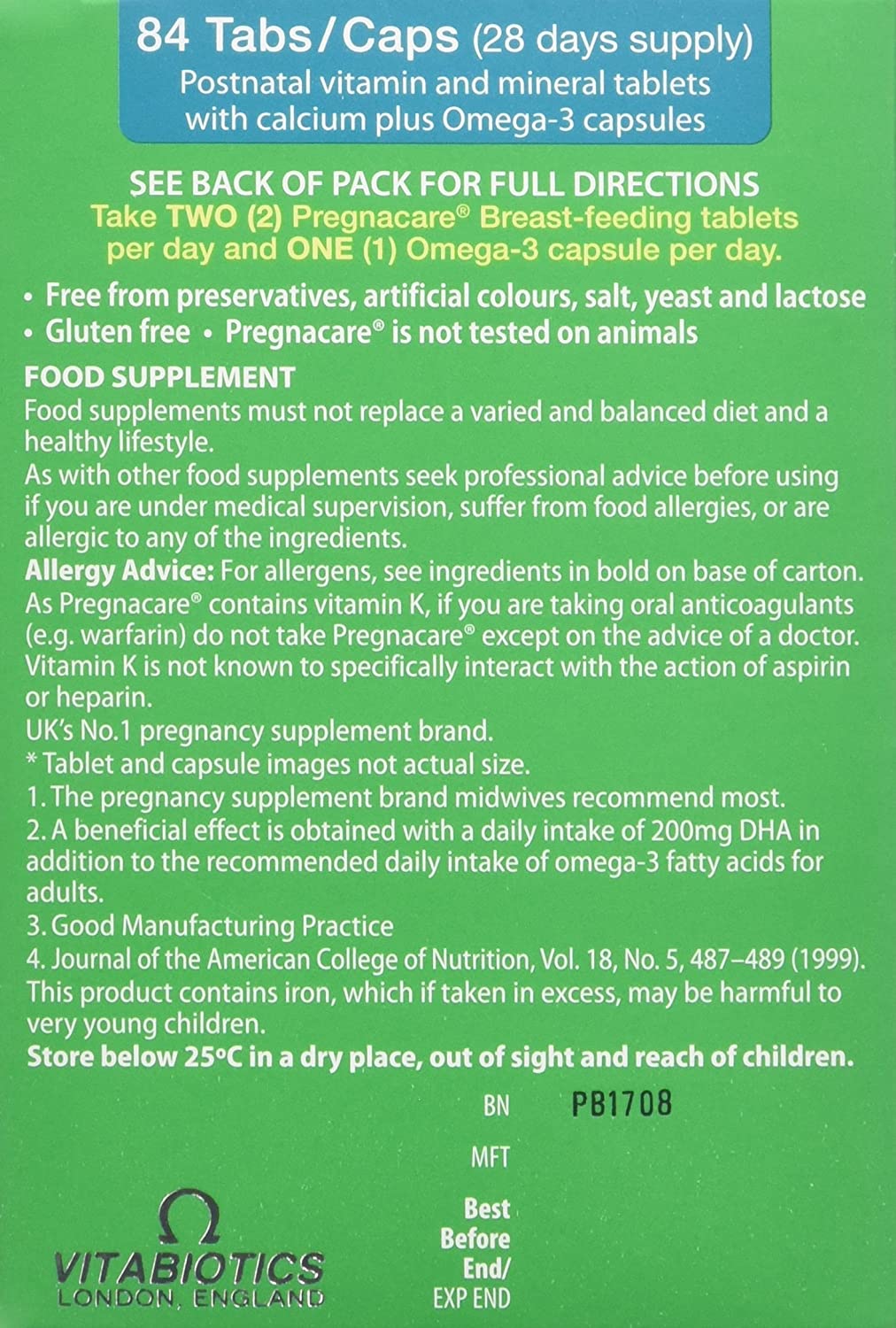 Pregnacare Vitabiotics Breast-Feeding, 84 Tablets – BigaMart