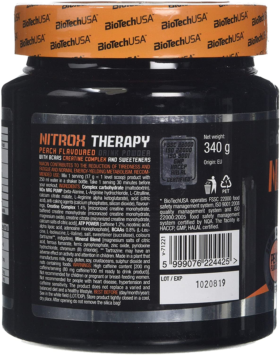 Bio Tech USA Nitrox Therapy Supplement, 340 g, Peach – BigaMart