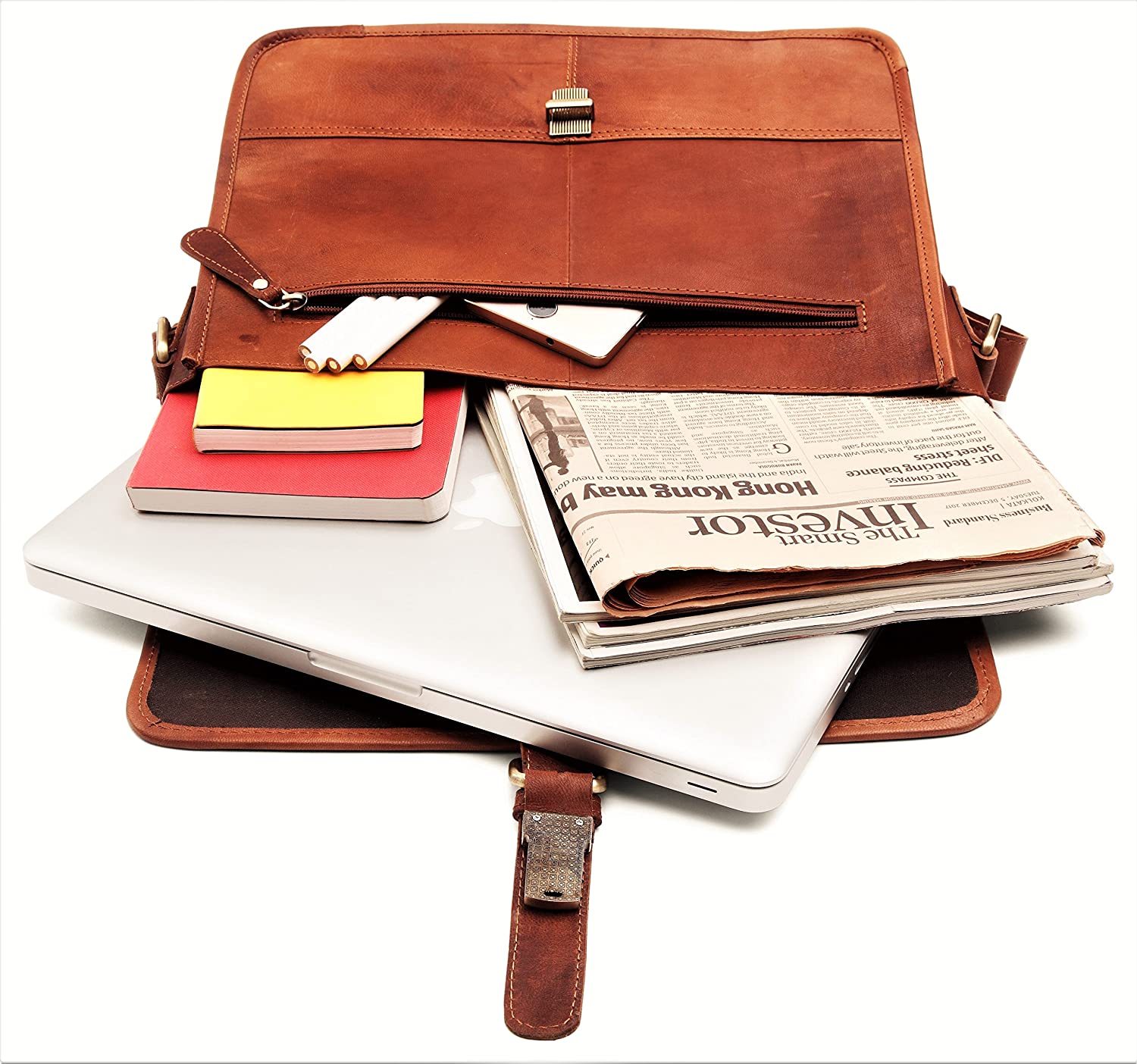 J. Wilson London Messenger Bag Mens Leather Flapover 10 litres ...