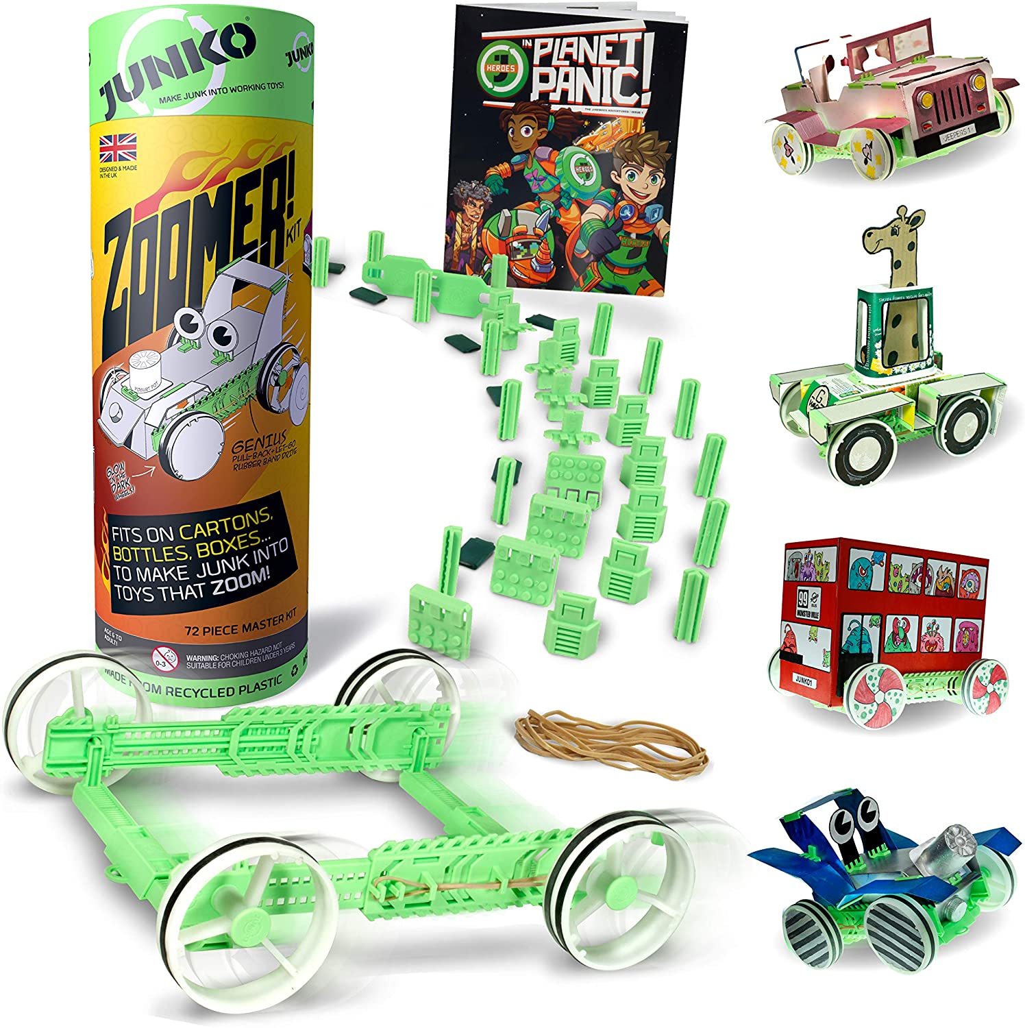 JUNKO Zoomer TOY CAR Kit – Make your own Toy Car Out of Recycled ...