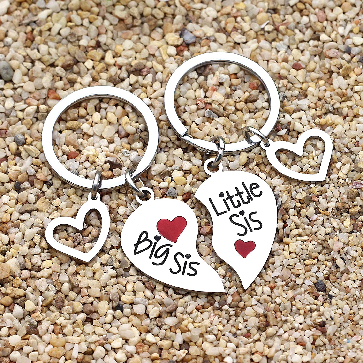 2 Pcs/Set Heart Sisters Keyrings Keychains Friend Daughter Key Ring ...