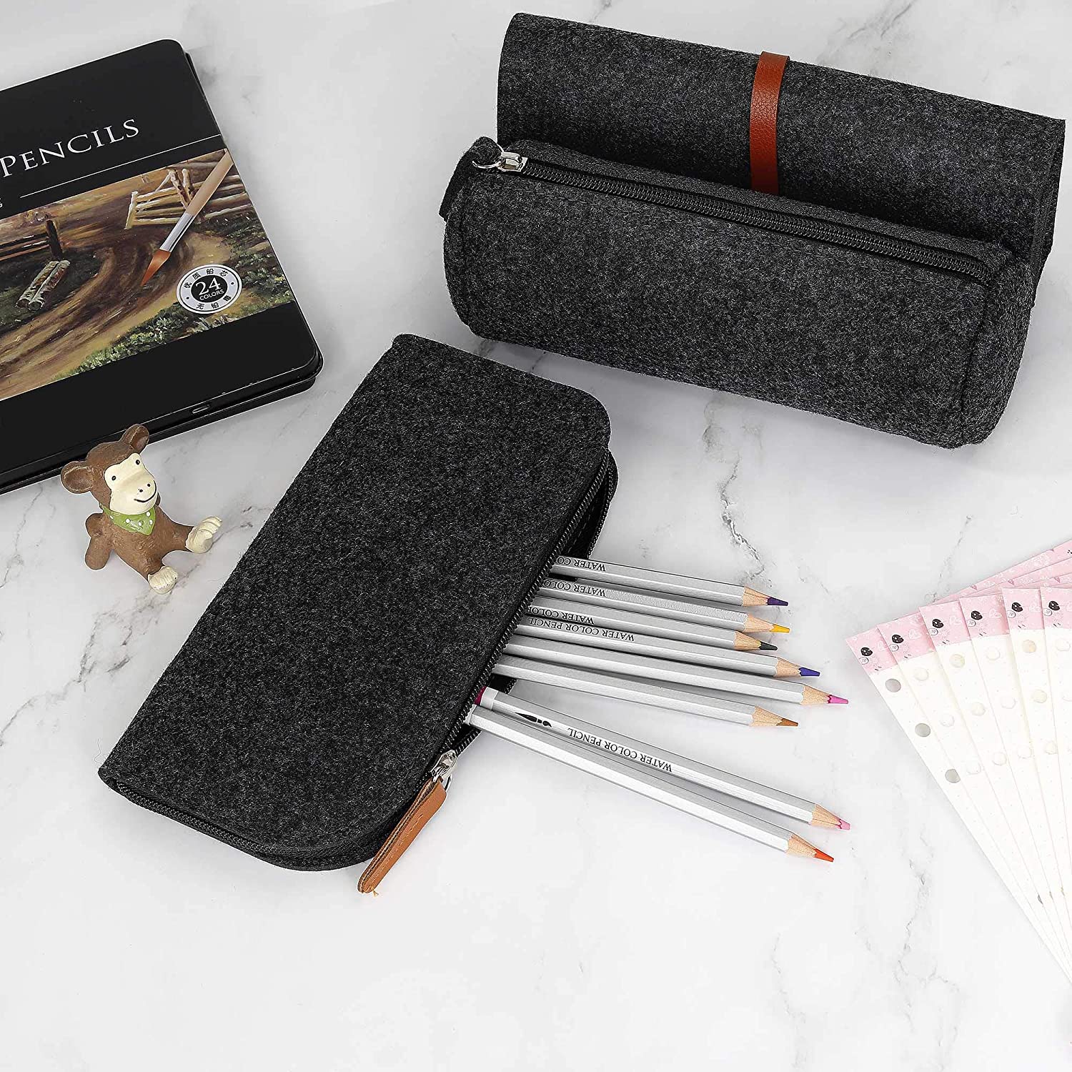 Felt Pencil Cases Multi-Functional Stationery Pouch Felt Pens Bags with ...