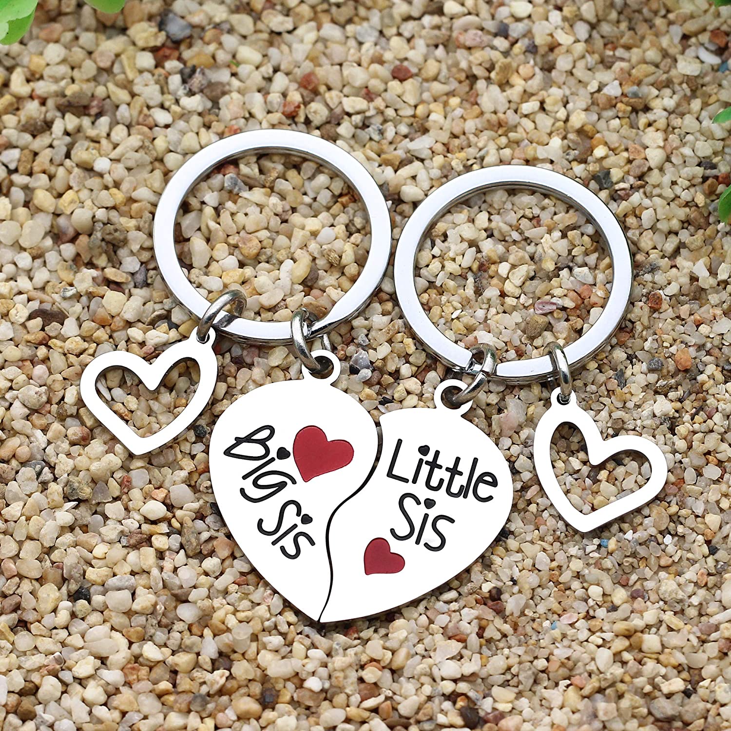 2 Pcs/Set Heart Sisters Keyrings Keychains Friend Daughter Key Ring ...