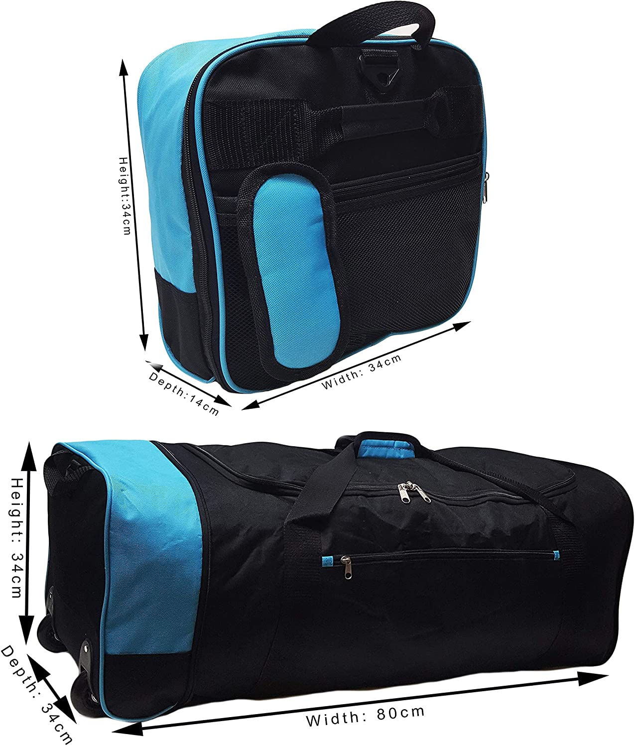 Lightweight Travel Foldaway Holdall On Wheels 80 litres, Weight 1.2kg ...