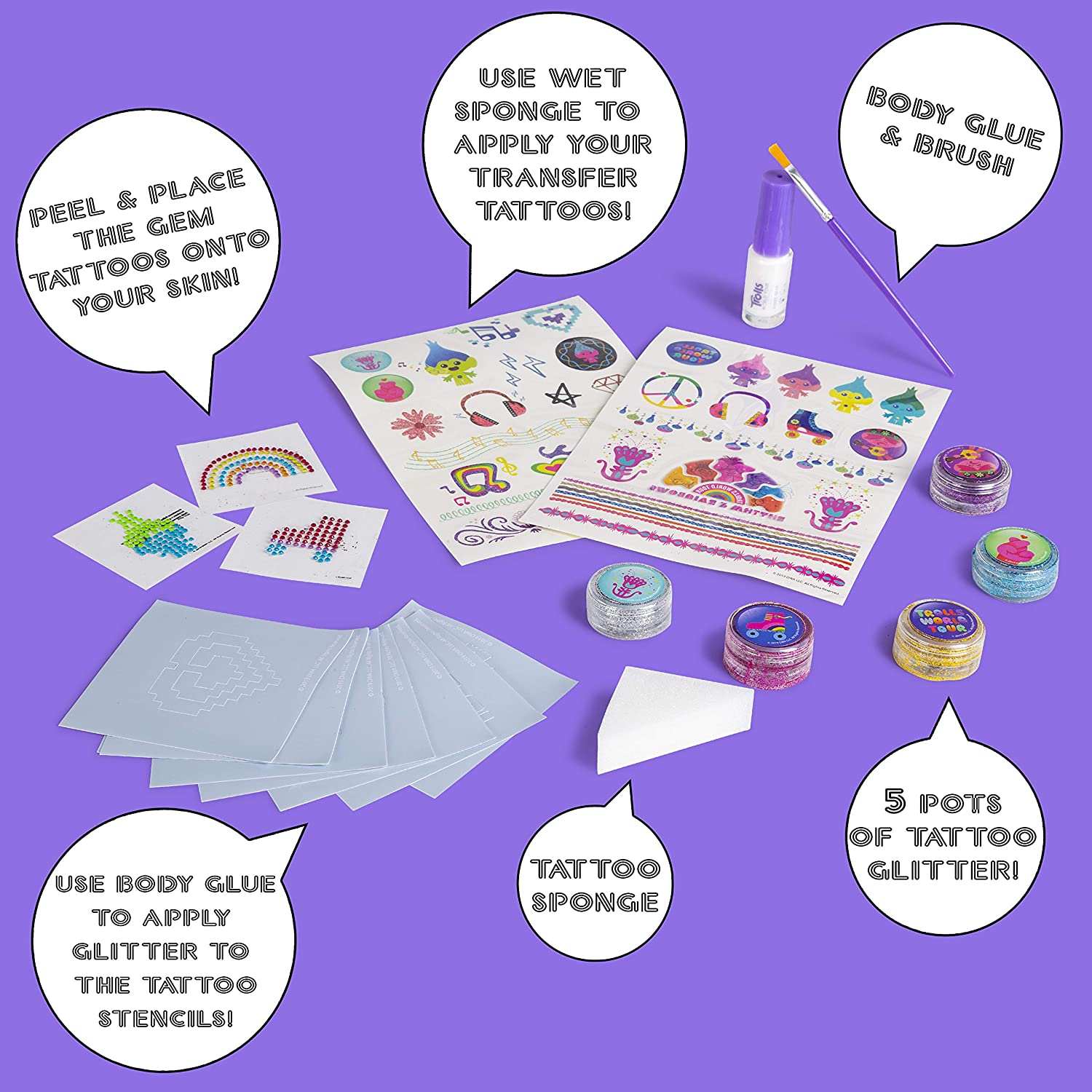 Trolls DreamWorks World Tour Glitter Tattoo Set – BigaMart