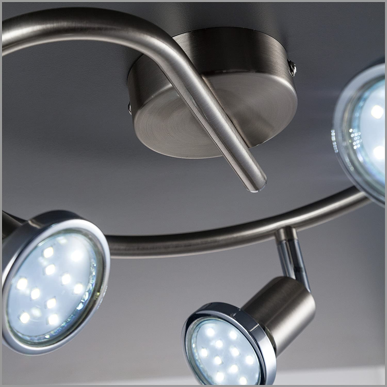 B.Kt LED 3 spots ceiling spotlight, rotatable spots, 3 x 3W GU10 bulbs ...