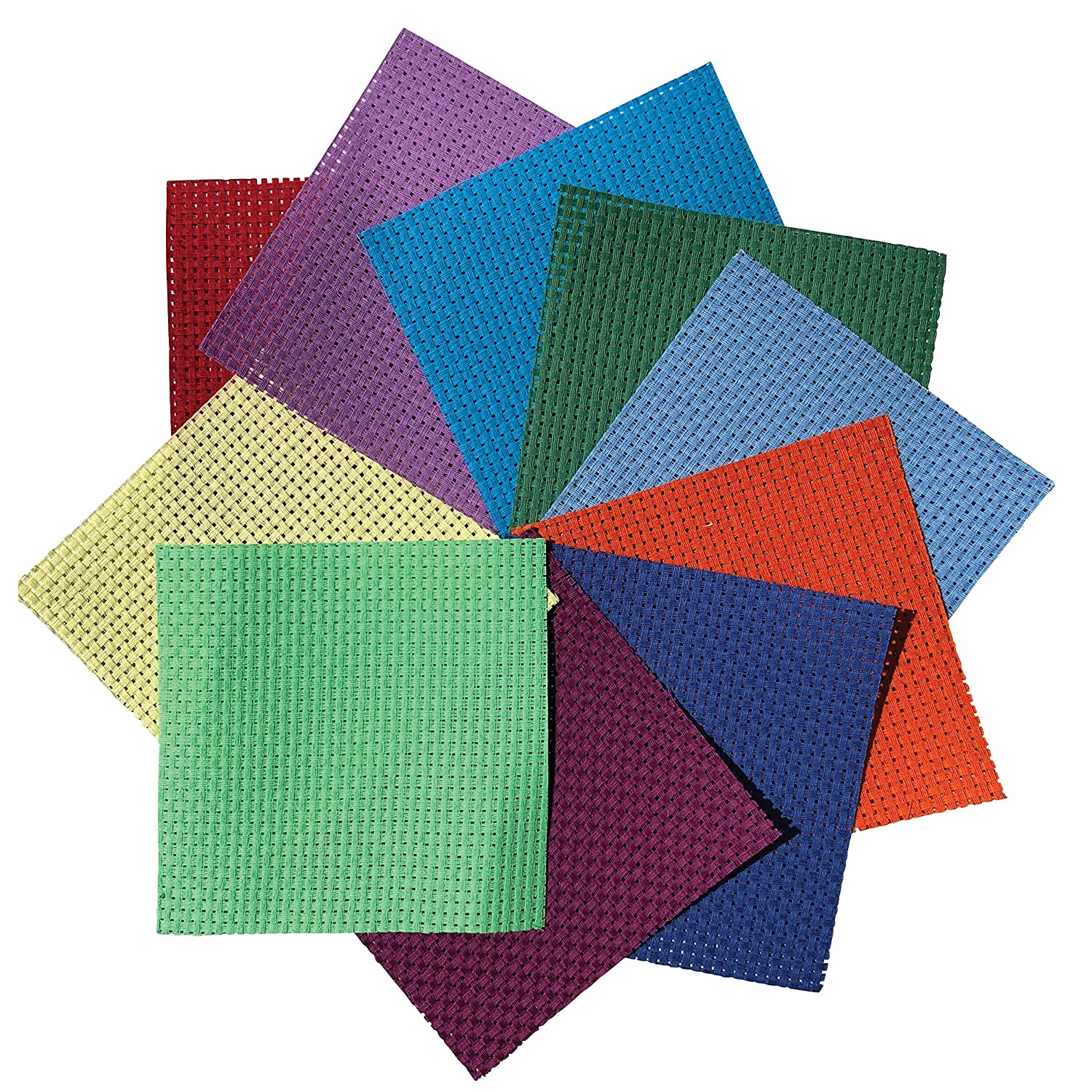Coloured Binca Squares (Pack of 10) 6-Count Cross Stitch Fabric – 100% ...