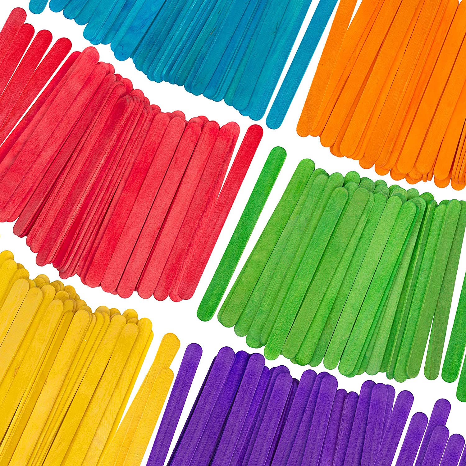 Coloured Lollipop Sticks 300 Wooden Birch Wood Craft Lolly Sticks 6 ...
