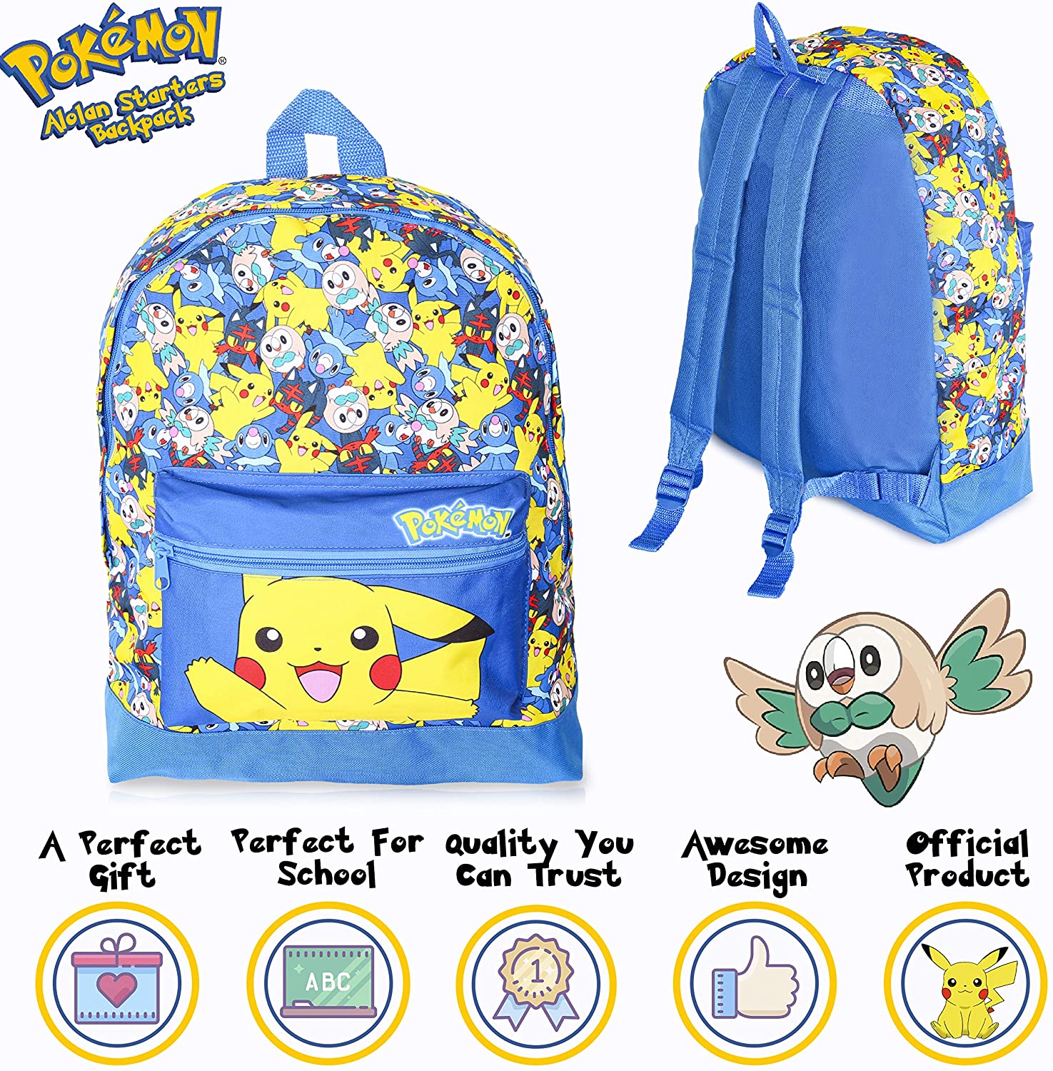 Pokémon Backpack for Boys, Girls, Teens | Large Rucksack with Pikachu ...