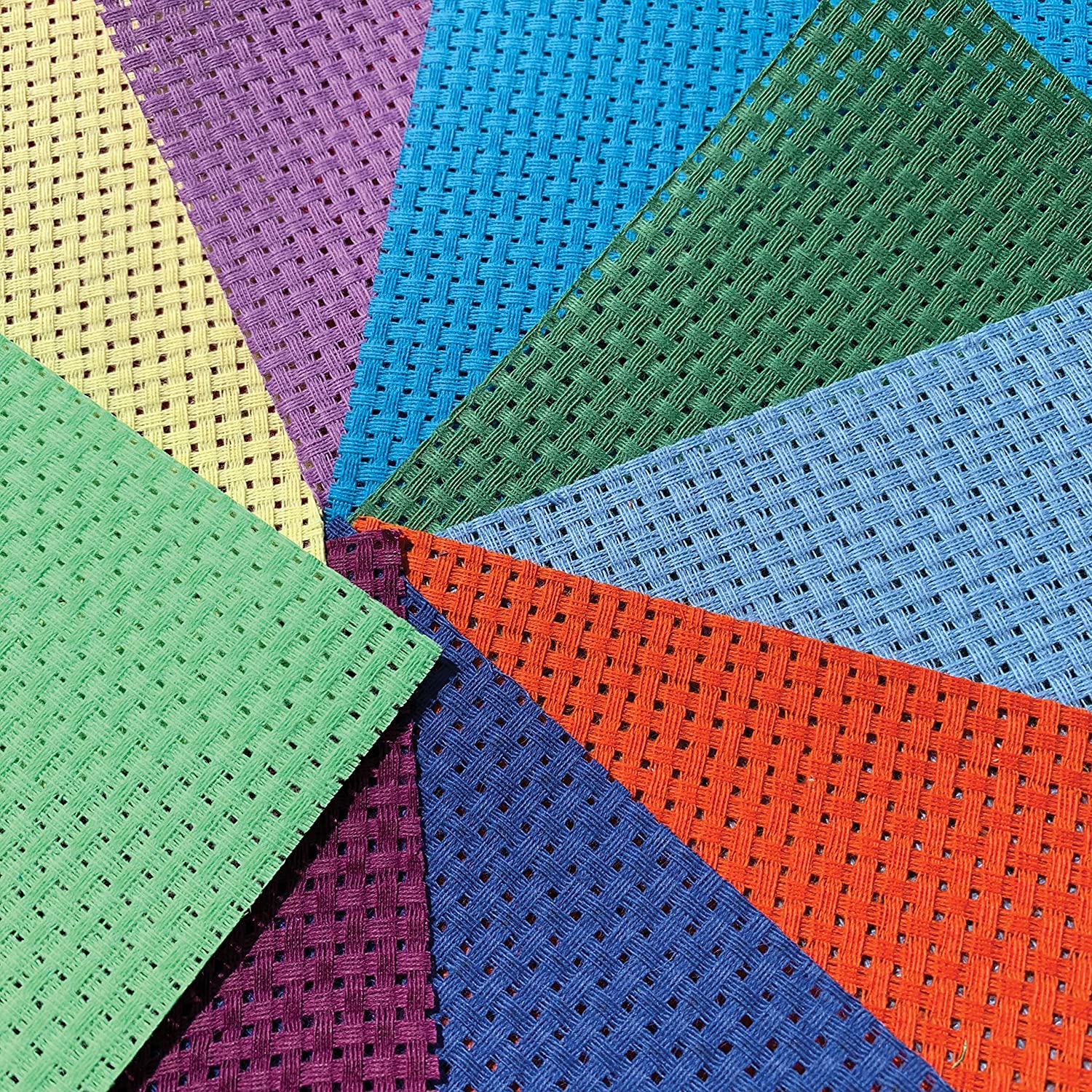 Coloured Binca Squares (Pack of 10) 6-Count Cross Stitch Fabric – 100% ...