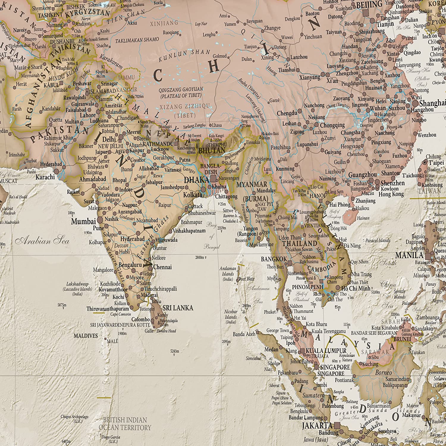 Giant World Map – Antique World Map Poster – Laminated – 197 x 116 ...
