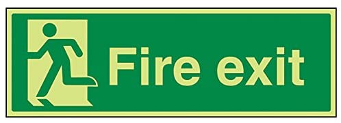 VSafety Glow In The Dark Final Fire Exit Man Left Sign – 450mm x 150mm ...
