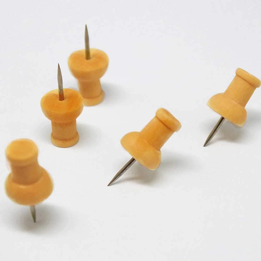 200 PCS Wood Push Pins, Wooden Thumb Tacks Map Pins Wood Drawning Pins ...