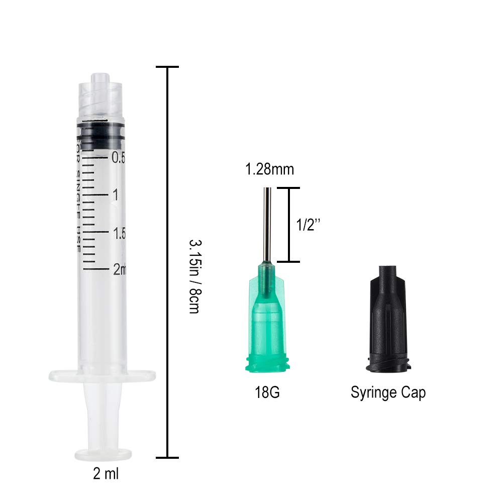 Shintop 2ml Syringe with 18G 1/2 Inch Blunt Tip Needles, Syringe Caps ...