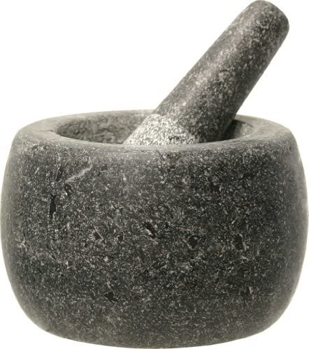 JADE TEMPLE Stone Mortar with Pestle, Granite, Grey, Granite, grey, 14 ...
