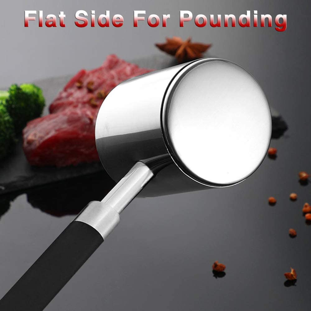 Heavy Duty Metal Meat Tenderiser Hammer Double Sided Stainless Steel