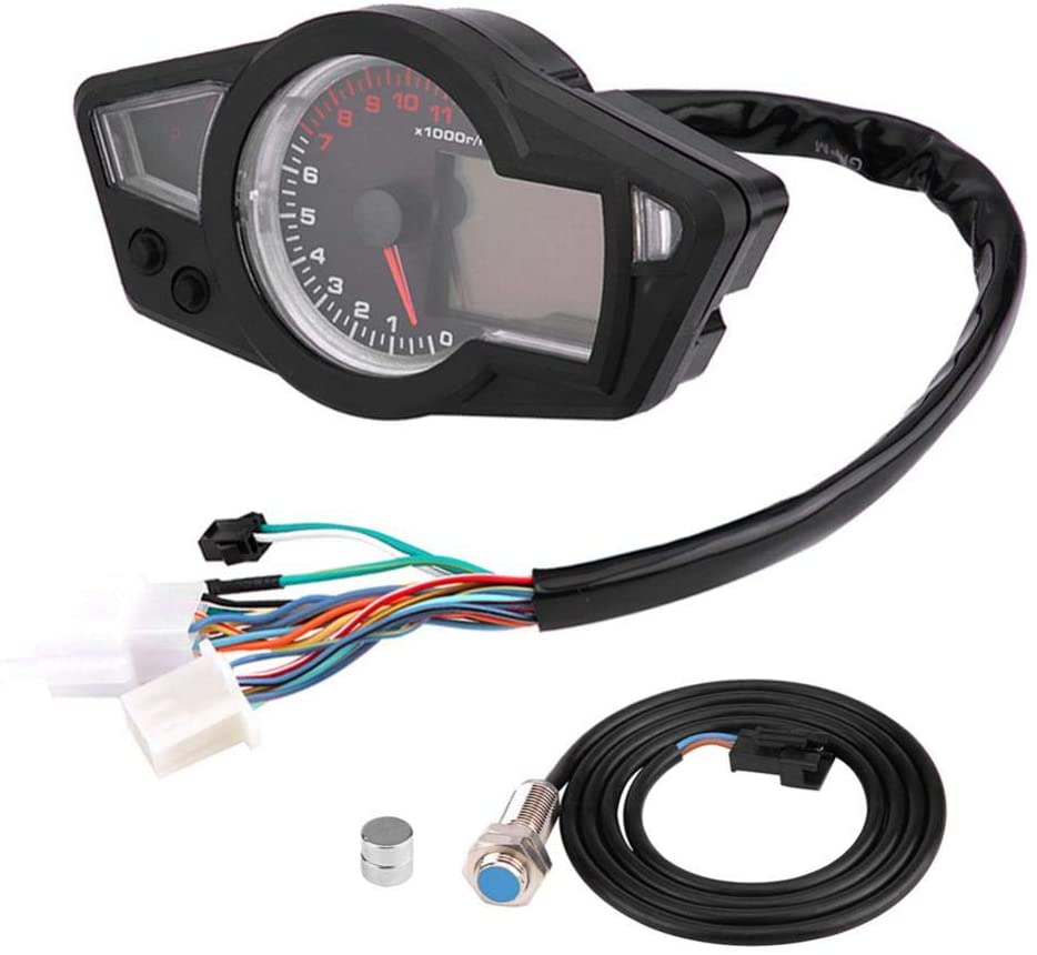 KIMISS Universal 12V Motorcycle Digital LCD Odometer Speedometer ...