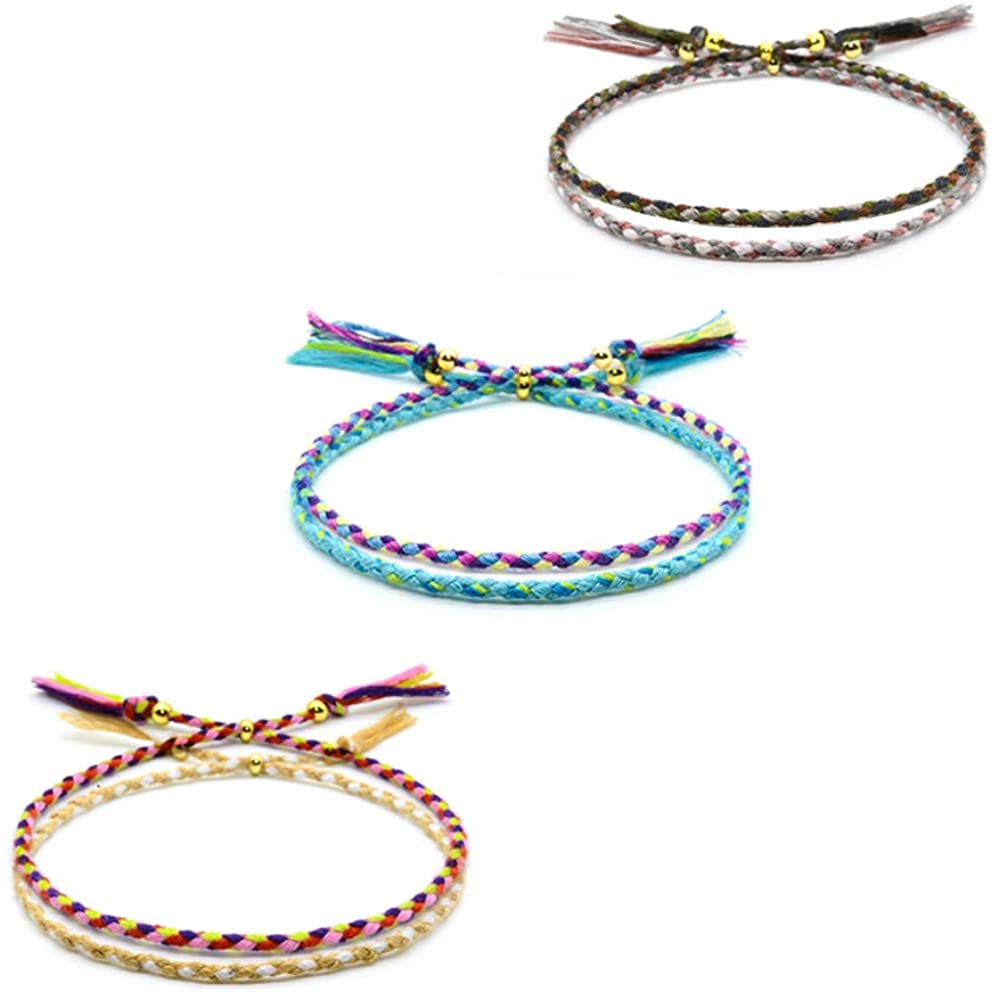 VU100 6PCS Handmade Braided Friendship Bracelets for Women Girls Woven ...