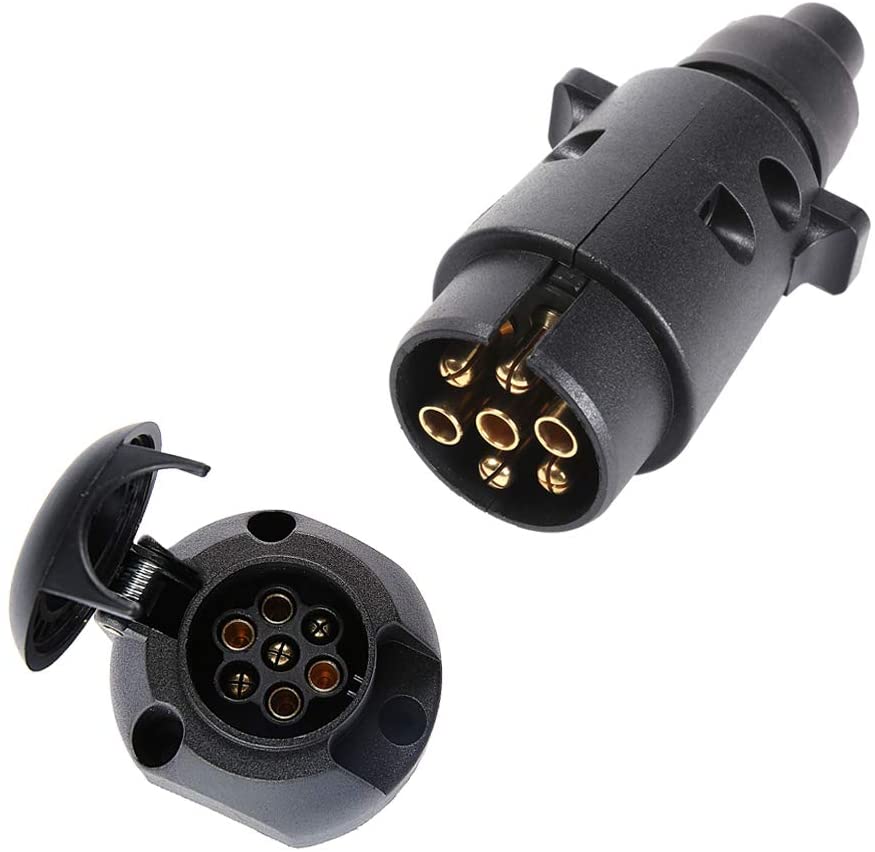 AOHEWEI Trailer Plug and Towing Socket 7 Pin Male and Female Connectors ...