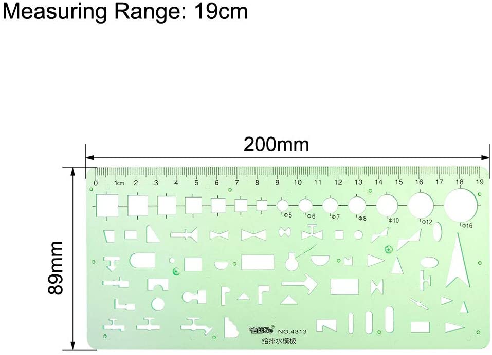 sourcing map Geometric Drawing Piping Template Measuring Ruler 19cm for ...