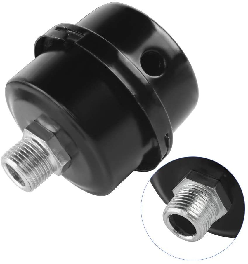 Air Compressor Muffler 3/8″16mm Thread Black Metal Suction Filter for ...
