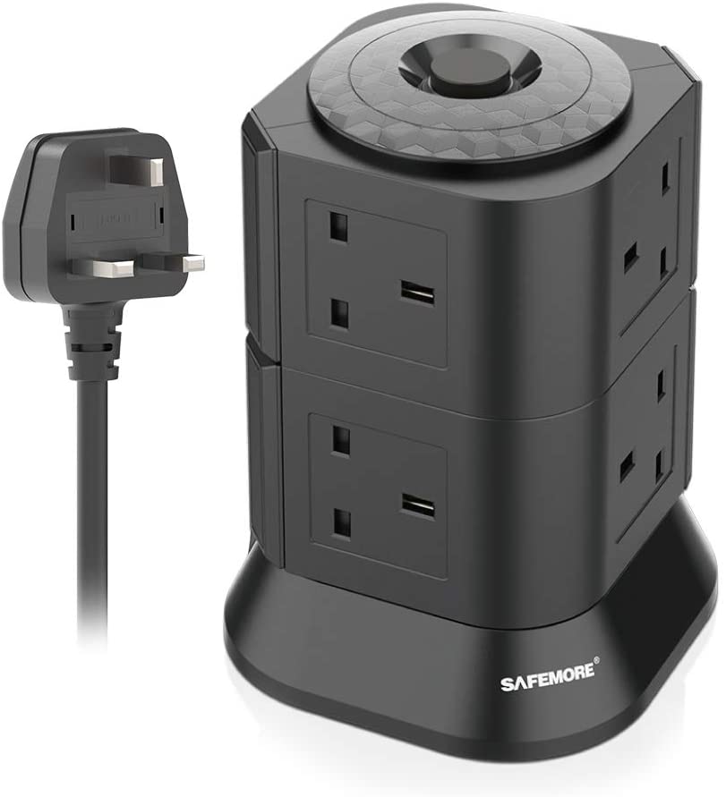 SAFEMORE 8 Gang Extension Lead, Surge Protected Multiple Power Plug ...