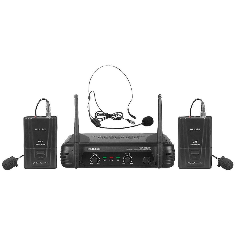 Pulse PWM200VHF-BP VHF Dual Lavalier/Headset Wireless Microphone System ...