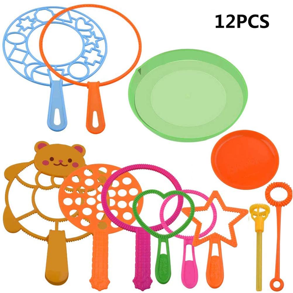 INTVN 12 Pack Bubble for kids – Bubble Wand Set, Plastic Colorful Big ...