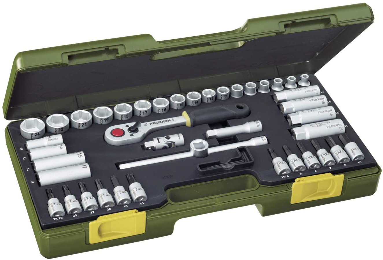 Proxxon 23282 47-Piece Socket Spanner Set with Ratchet Wrench 3/8 Inch – BigaMart