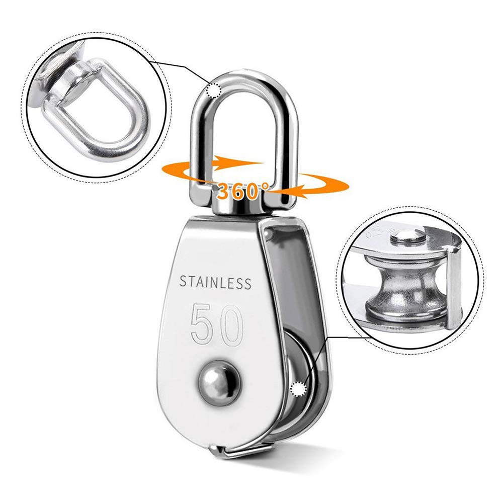 gotyou M50 Single Pulley,Heavy Duty 304 Stainless Steel Pulley,Wire ...