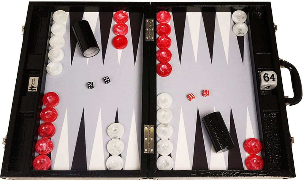 Wycliffe Brothers 21″ Tournament Backgammon Set – Black Croco Board ...
