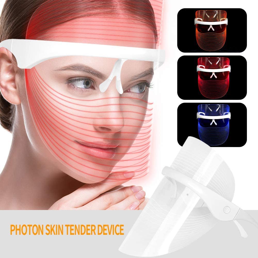 3 Colors LED Light Therapy Acne Treatment Mask, Freckle Mask, LED ...