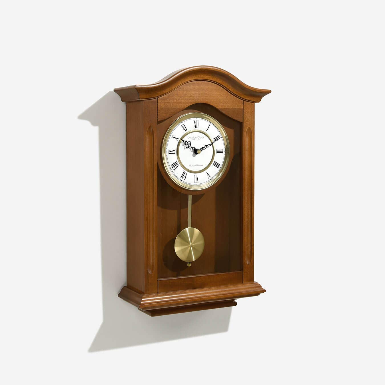London Clock Traditional Pendulum Wall Clock, Walnut, 47 x 29 x 10cm ...