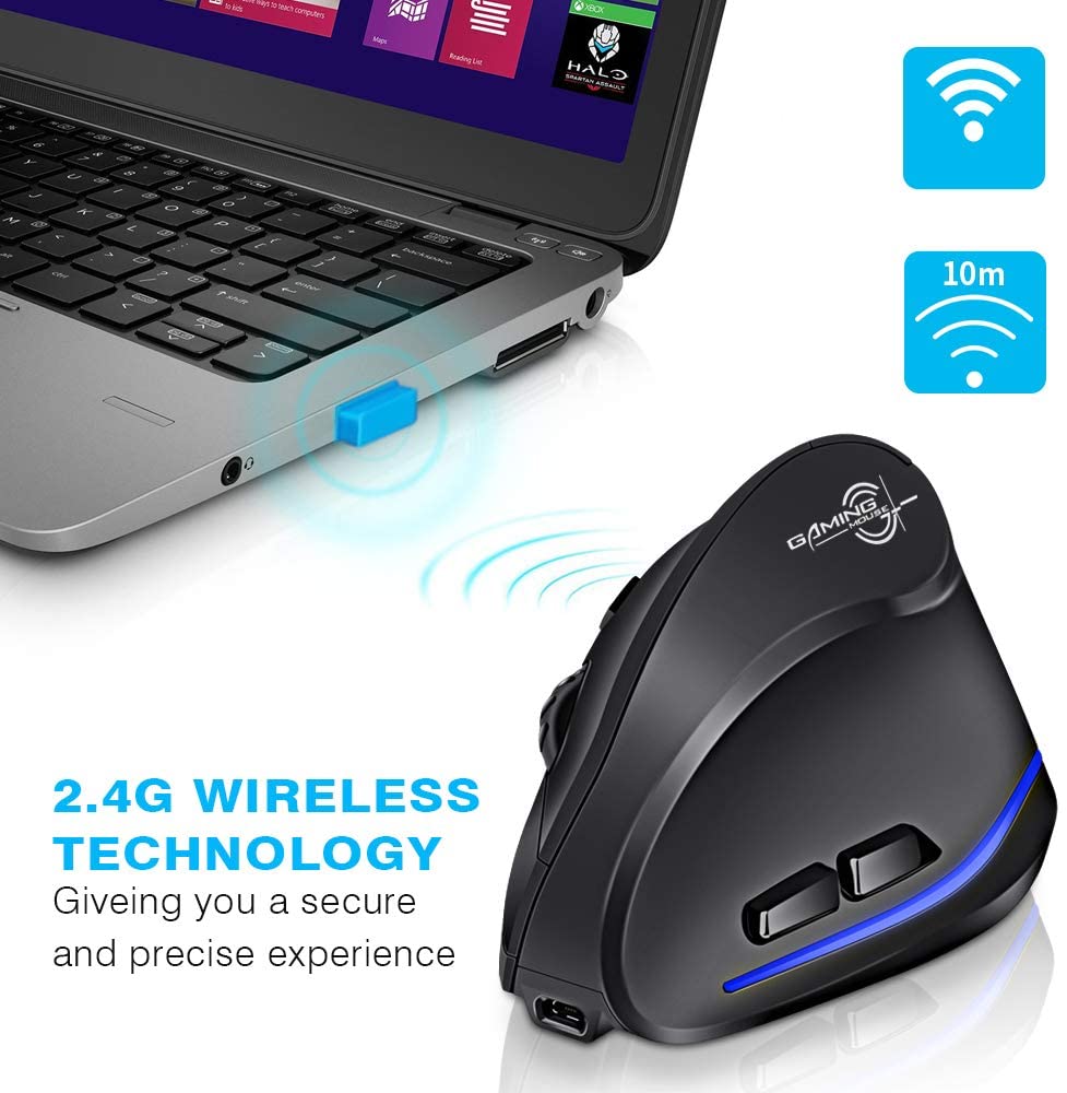 ECHTPower Vertical Ergonomic Mouse Wireless,Rechargeable Optical USB ...