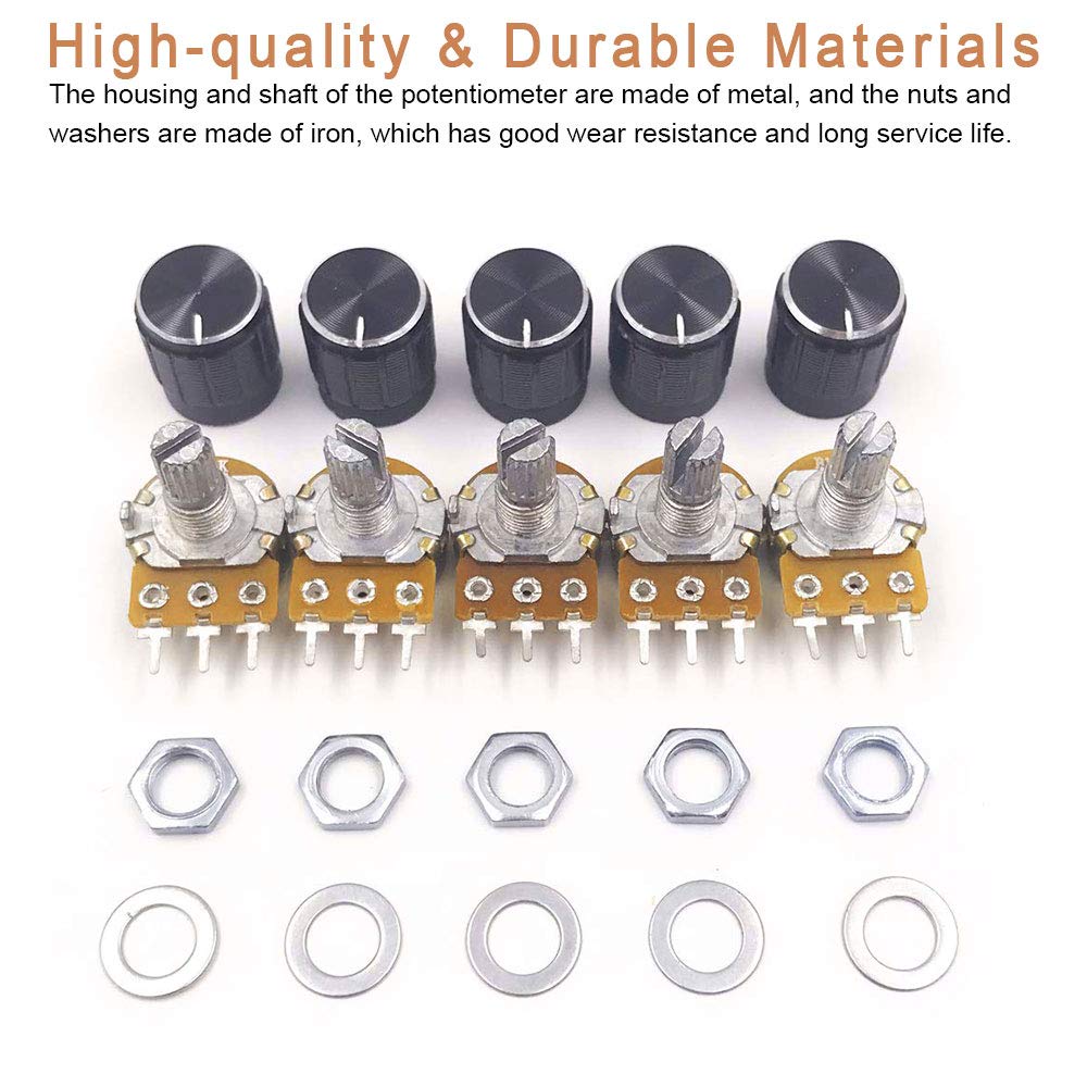 TANCUDER 20 Pcs Potentiometer 10k Ohm Knurled Shaft Linear Rotary Taper ...