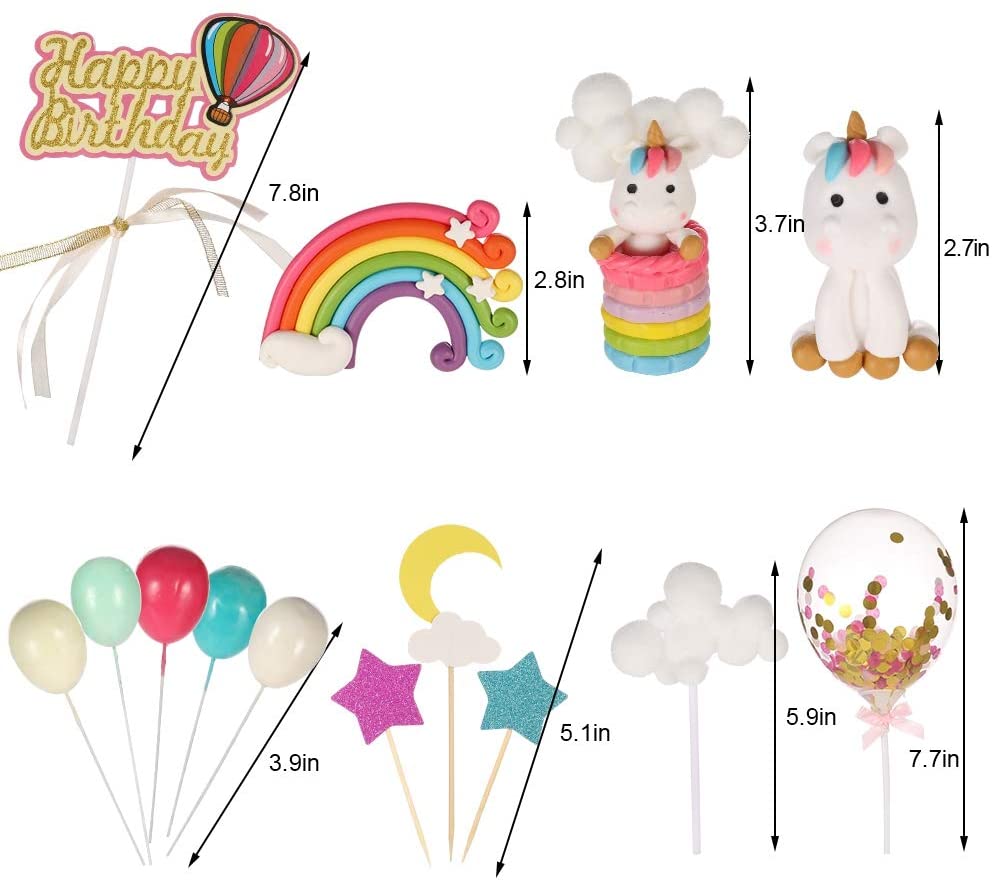 SUI-lim Unicorn Cake Topper Birthday Cake Decorations for Girl Rainbow ...